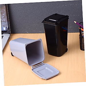 Parliky 4Pcs Desktop Trash Cans with Lids and Wheels Creative Countertop Garbage Bins for Office Home and School Pencil Cup Holders for Easy Waste Disposal