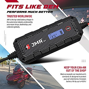 JMR Battery Charger for Can-am Spyder Maverick Defender Commander Ryker Outlander Renegade All Models Trickle Charger Conditioner Maintainer (No Lithium Mode)