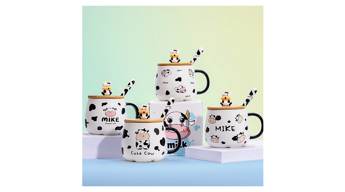 Cute Cow Coffee Mug with Lid & Spoon | Perfect Gift