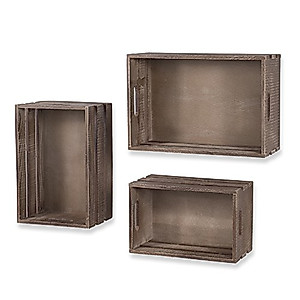 Wallniture Rustic Wine Rack Storage Baskets Wall Mount Wooden Crates Walnut Set of 9