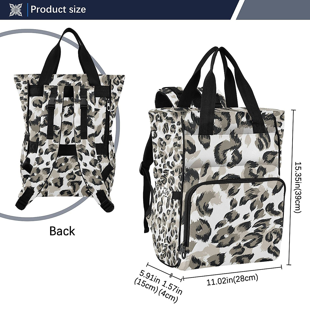 ALAZA Diaper Bag Backpack for Baby Nappy Changing Bags Multifunction Leopard Pattern(37) Travel Back Pack(226te5g)