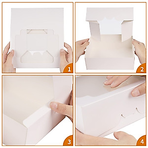 NPLUX Cookie Boxes Bakery Boxes with Window 8x6.5x2.5 Inches Auto-Popup Treat Pastry Boxes for Gift Giving(24pack,White)
