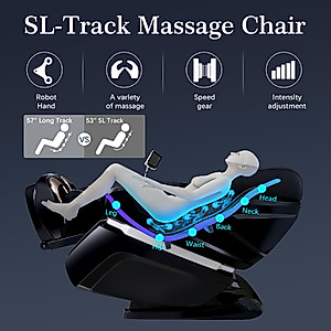 Kollecktiv AI Voice Massage Chair, Full Body Zero Gravity SL-Track Shiatsu Massage Recliner Chair with Heat Body Scan, for Dad, Husband (Black)