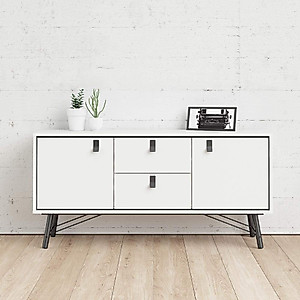 Tvilum Door, 2 Drawer Sideboard, White Matte/Black