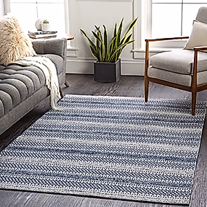 Mark&Day Area Rugs, 8x10 Stone Bohemian/Global Dark Blue Area Rug, Denim/Gray/White for Living Room, Bedroom or Kitchen (7'10" x 10'2")