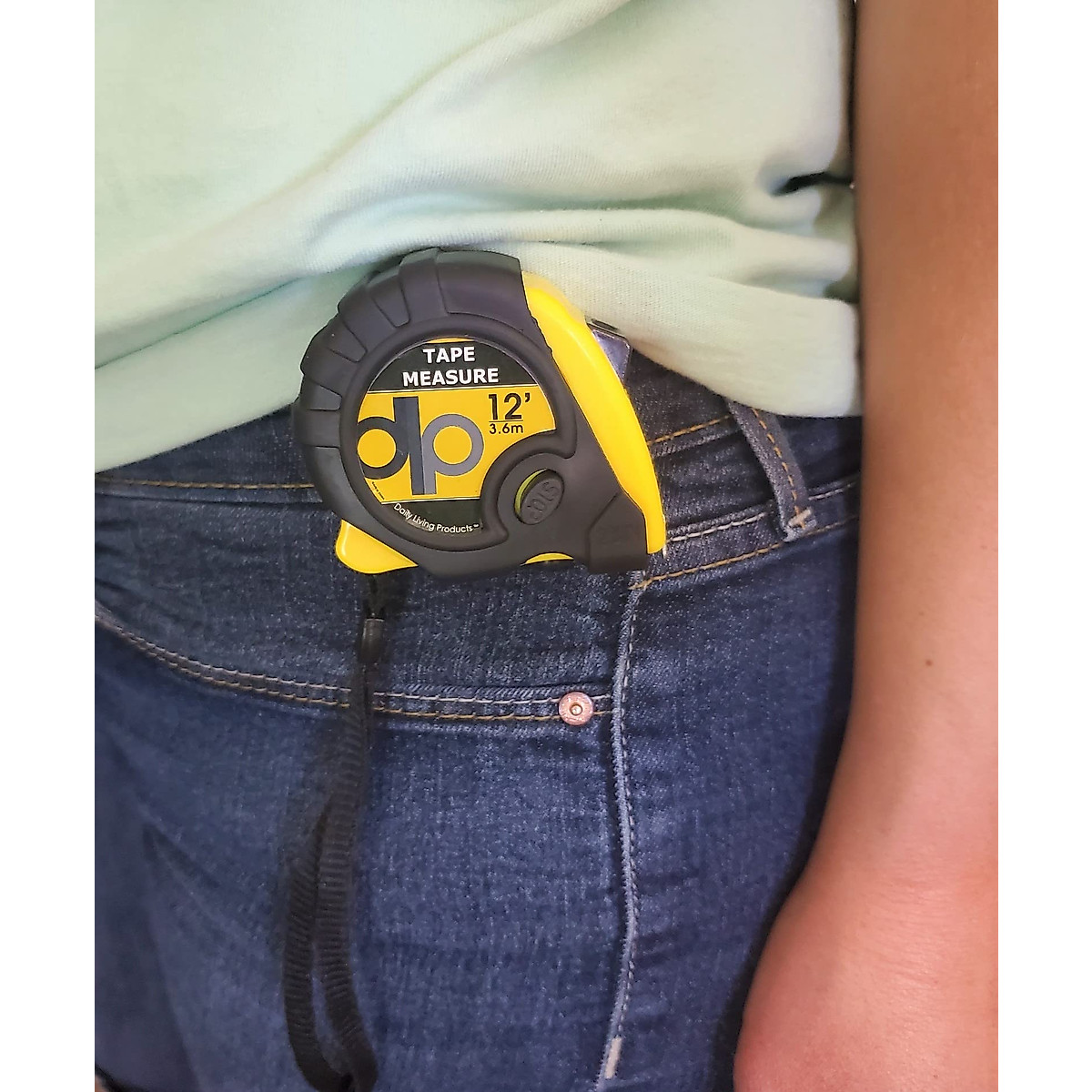 Daily Living Products Small Yellow Tape Measure 3-Pack - Measurement Tape with Standard & Metric - Tape Measure Retractable - Measuring Tape Retractable with Pause Buttons - Easy Read Tape Measures