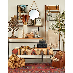 Deco 79 Jute Rope Handmade Decorative and Functional Storage Basket Woven Rectangular Basket Organizer with Slit Handles, Set of 2 Basket for Storage 16", 13"W, Brown