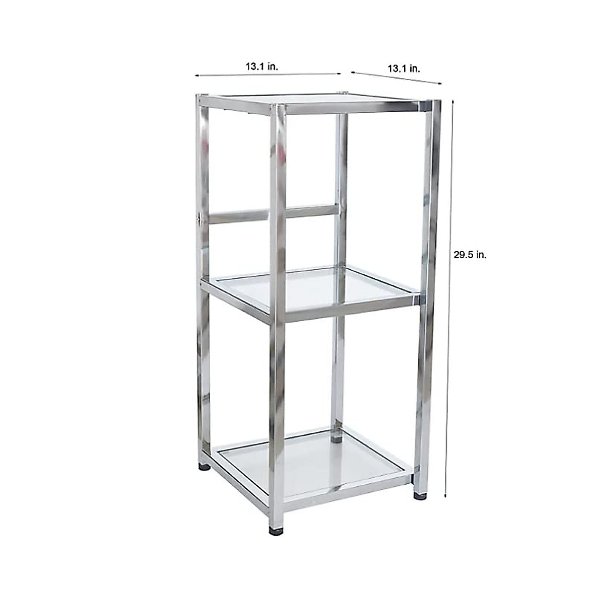 Cambria Studio 3B Mercer 3 Tier Tower Shelving Unit Chrome 13.11 inch L x 13.11 inch W x 29.53 inch H, Silver