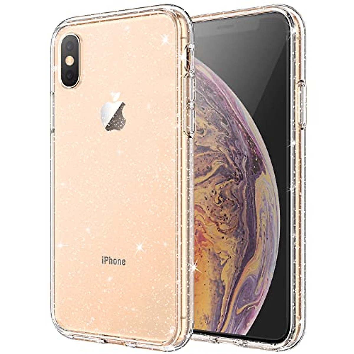 JETech Glitter Case for iPhone Xs Max, 6.5-Inch, Bling Sparkle Shockproof Phone Bumper Cover, Cute Sparkly for Women and Girls (Clear)