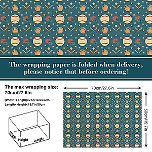 Generic AnyDesign 12 Sheets Baseball Wrapping Paper -Not Roll- Red Blue Gift Wrap Paper Vintage Art Kraft Paper Folded Flat for DIY Crafts Birthday Baby Shower Party Favors Supplies, 19.7 x 27.6 Inch