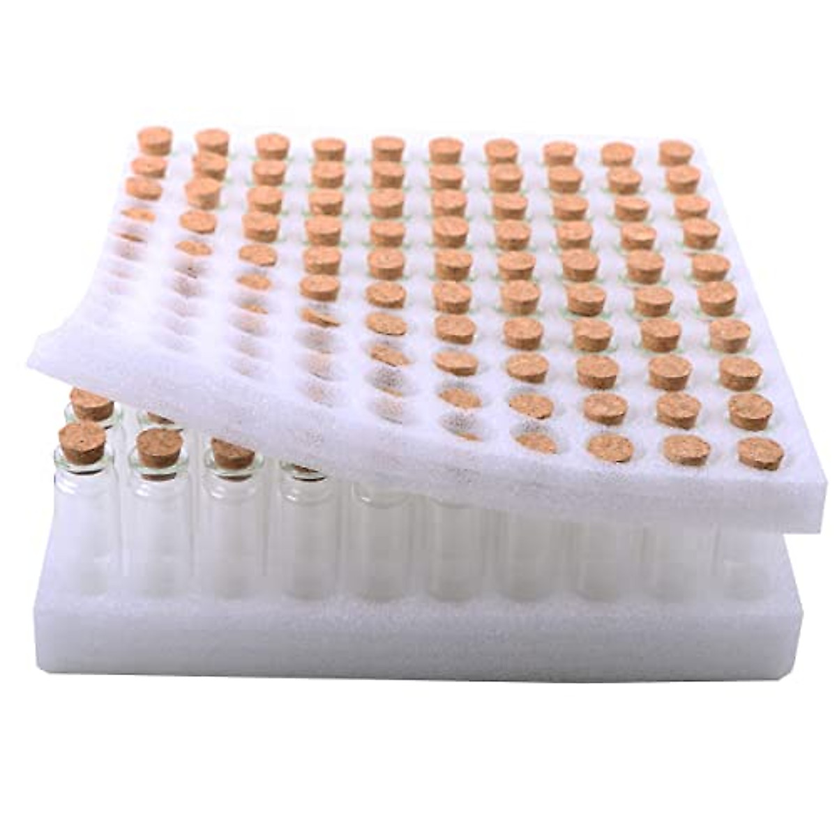 MaxMau Small Glass Bottles with Cork Stoppers,100pcs Tiny Jars Mini Glass Vials 20ml for DIY Art Craft Storage Wedding Favors