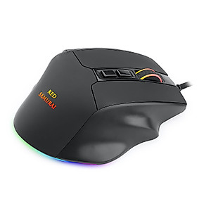 HKW Gaming Mouse, Wired Gaming Mouse, 6200 DPI Optical Sensor Chroma RGB Lighting 7 Programmable Buttons Gamers Pro Multi-Button Customization Ergonomics Classic Black
