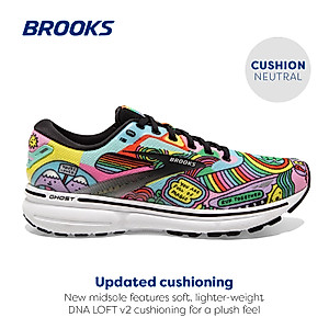 Brooks Men's Ghost 15 Running Shoe - Black/White/Multi - 8 Medium