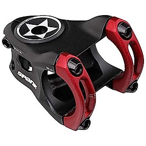 Spank Split Enduro Trail Shotpeen Anodized Bicycle Stem (38mm), Universal Fit, Cycling Stem, Mountain Bike Stem, Bar Clamp, Shotpeen Anodized Stem, CNC-optimised (Red)