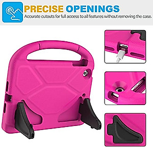 SUPLIK Kids Case for iPad Mini 1/2/3 (7.9"), Built-in Screen Protector Durable Shockproof Protective Cover with Handle Stand for 7.9 inch Apple iPad Mini 1st/2nd/3rd Generation, Pink