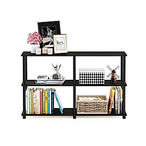 Furinno Turn-N-Tube 3-Tier Double Size Storage Display Rack, Espresso/Black