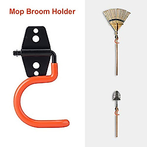 Dorisy Upgraded 16 Packs Garage Hooks Utility Double Heavy Duty with Mop Broom Holders, Wall Mount Hooks, Garage Storage Organization and Tool Hangers for Power ＆ Garden Tools, Ladders, Bikes(Orange)