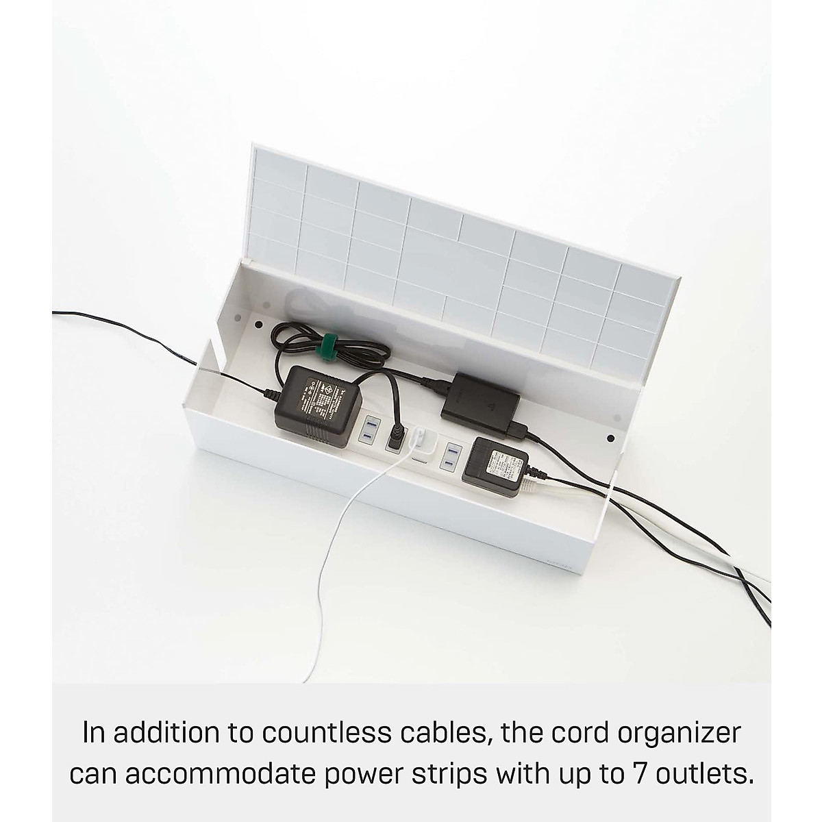 Yamazaki Home Cable Box - Outlet Cord Storage Organizer, Cover Protector ABS Plastic One Size White