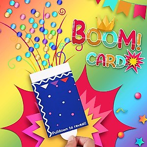 OSOMEPOP BOOM Birthday Card, Exploding Confetti Birthday Card, Musical Birthday Card, 3D Pop Up Card with Light, Blowable Candle, and Happy Birthday Song Handmade Greeting Card for Women or Men