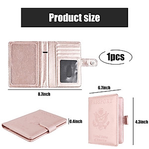 gunhunt Pack-1 Passport and Vaccine Card Holder Combo, PU Leather Functional Travel Document Cover Case, Multiple Card Slots Hold Passport, Air Ticket, Bank Card, ID Card, Credit Card (Pink)