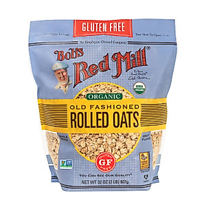 Bob's Red Mill Gluten Free Organic Old Fashioned Rolled Oats, 32 ounce (Pack of 4)