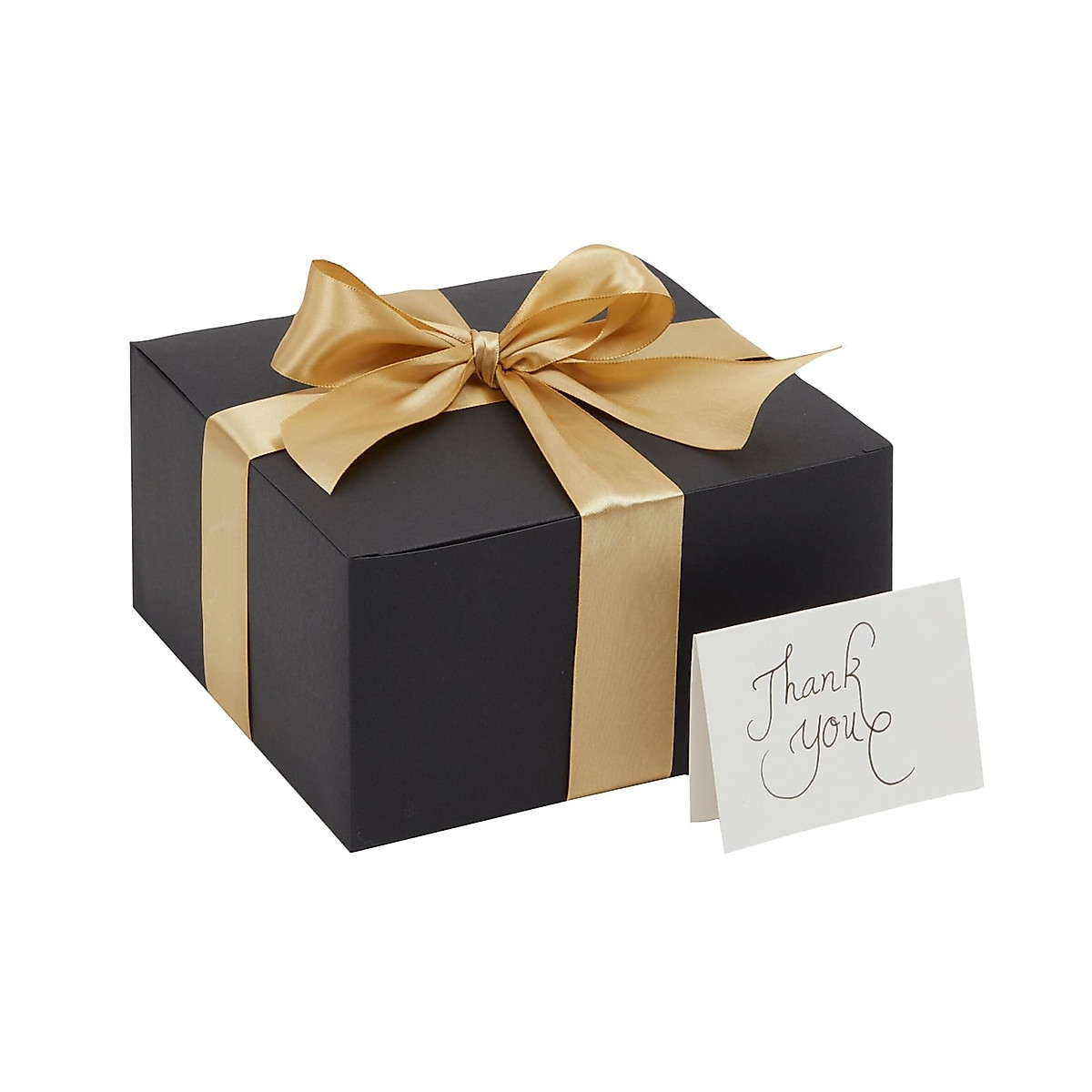 Stockroom Plus 10 Pack Black Gift Boxes with Lids, Ribbon and Blank White Greeting Cards (8 x 8 x 4 in)