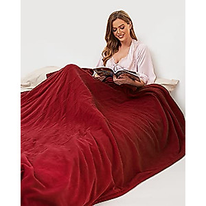 Heated Blanket, Electric Blanket Twin Size 62"x84" with 4 Heating Levels, Super Cozy Soft Polar Fleece Heated Throw, 10H Auto Shut Off & Overheat Protection, Machine Washable, Red
