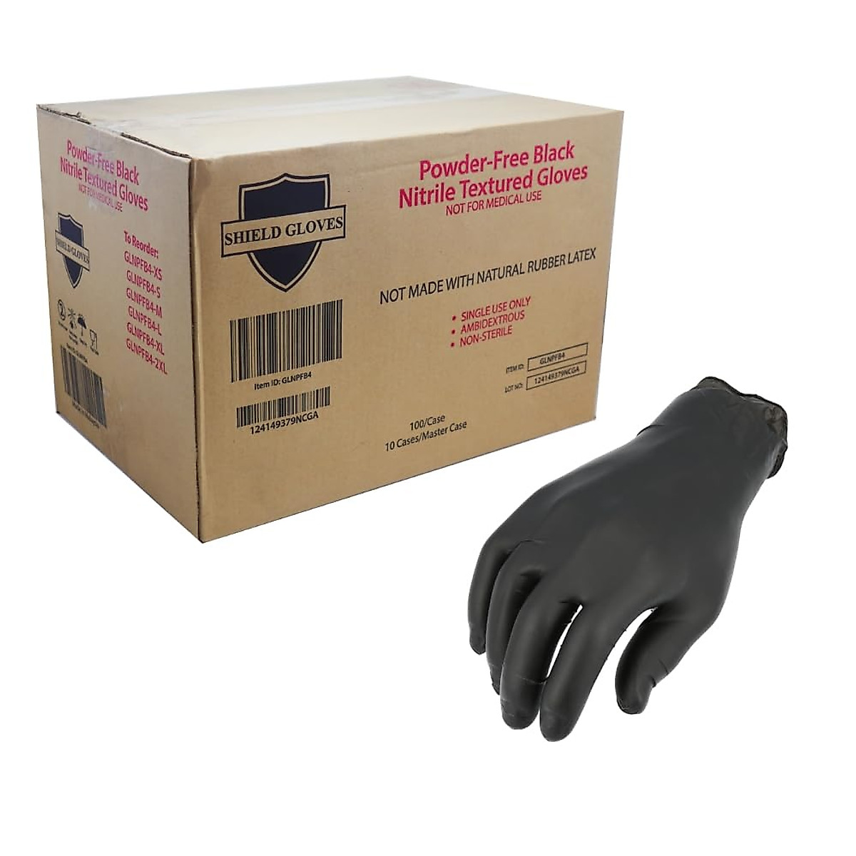 PSBM Industrial Nitrile Disposable Gloves, 1000 Pack, Size X-Small, Black, Textured Fingertips, Latex Free & Powder Free Multi-Use Gloves