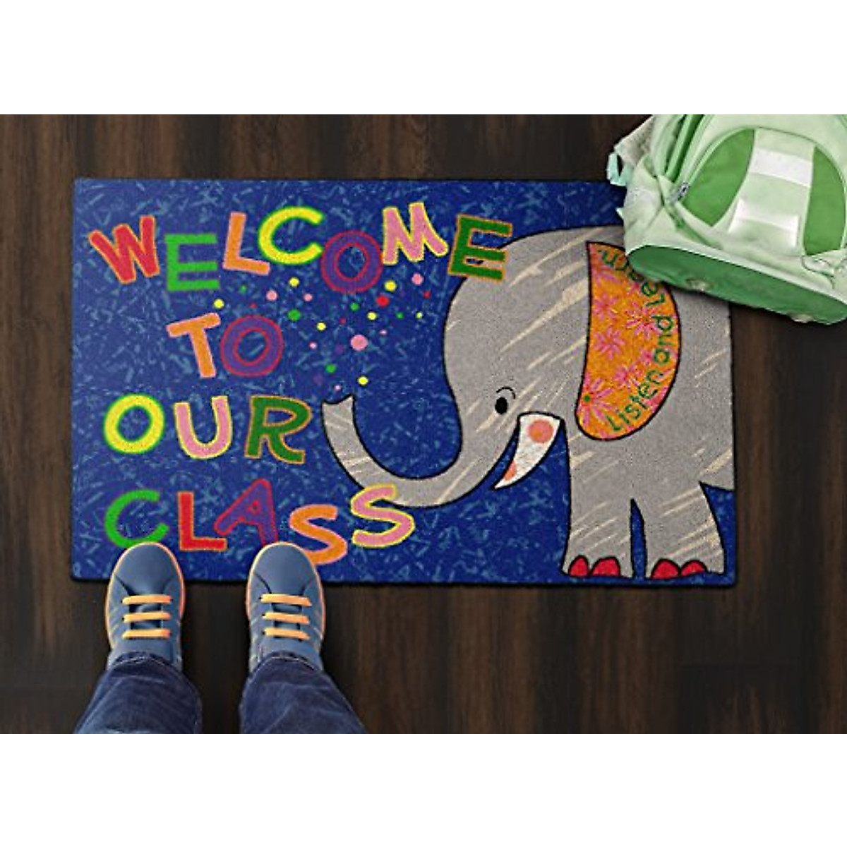 Flagship Carpets Childrens Multicolor Welcome Mat for Classroom or Kids Home School Room, Kids Room and Playroom or Entryway Rug, 2' x 3', Elephant