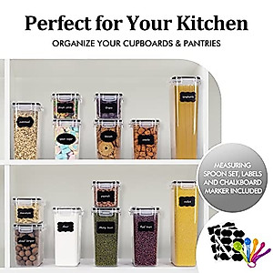 Elyum Airtight Food Storage Containers, 14 Pieces Plastic Food Storage Containers with Lids BPA Free Cereal Containers Storage for Kitchen and Pantry Organization and Storage, Black