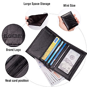 ZLONUBEY Wallets for Mens RFID Protection Leather Slim Small Womens Wallet Business Card Holders (Black)