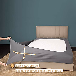 Mrs Awesome Stretch Jersey Box Spring Cover Wrap Around, Bed Skirt Alternative, Ultra Soft & Wrinkle Resistant, Full/Full XL, Light Gray