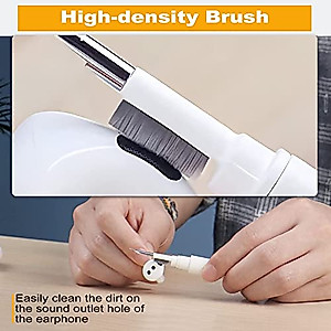 Earbud Cleaning Kit, Cleaner Kit for Airpods Multi-Function Airpods Cleaning Pen with Soft Brush Flocking Sponge Cleaning Tools for Bluetooth Earbud Case Headphones Camera Phone White
