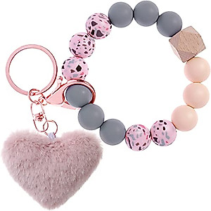 Key Ring Bracelet Silicone Beaded Cute Keychain Wristlet for Women Can Hang Wallet Key Chains Women for Car Keys