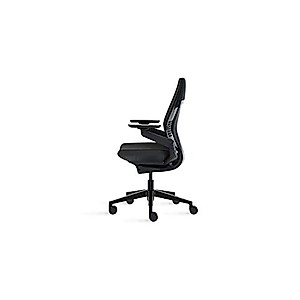 Steelcase Gesture Office Chair - Cogent: Connect Licorice Fabric, Medium Seat Height, Wrapped Back, Dark on Dark Frame, Lumbar Support, Hard Floor Casters