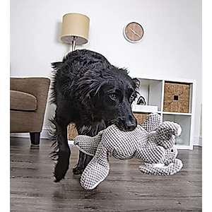 goDog Checkers Elephant Squeaky Plush Dog Toy, Chew Guard Technology - Gray, Large