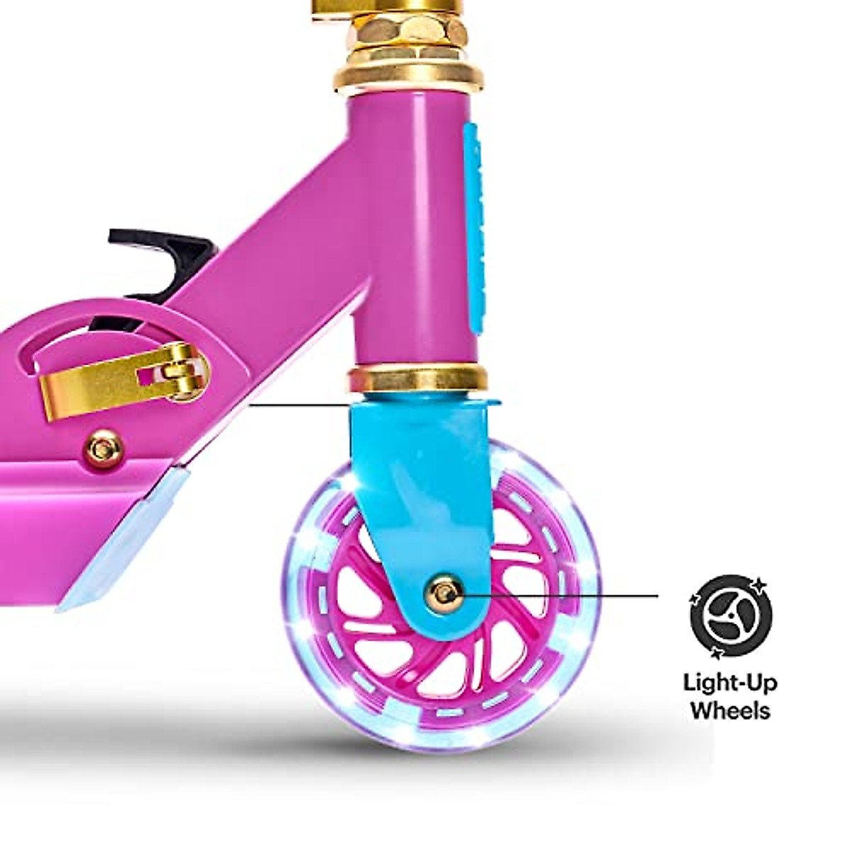 Jetson Disney Princess Kick Scooter, Foldable with Light Up Wheels, Adjustable Handlebar Height, Pink