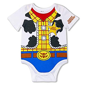 Disney Toy Story Woody, Green Aliens & Buzz Boys’ 3 Pack Bodysuit Costume for Newborn and Infant – Green/Navy/White