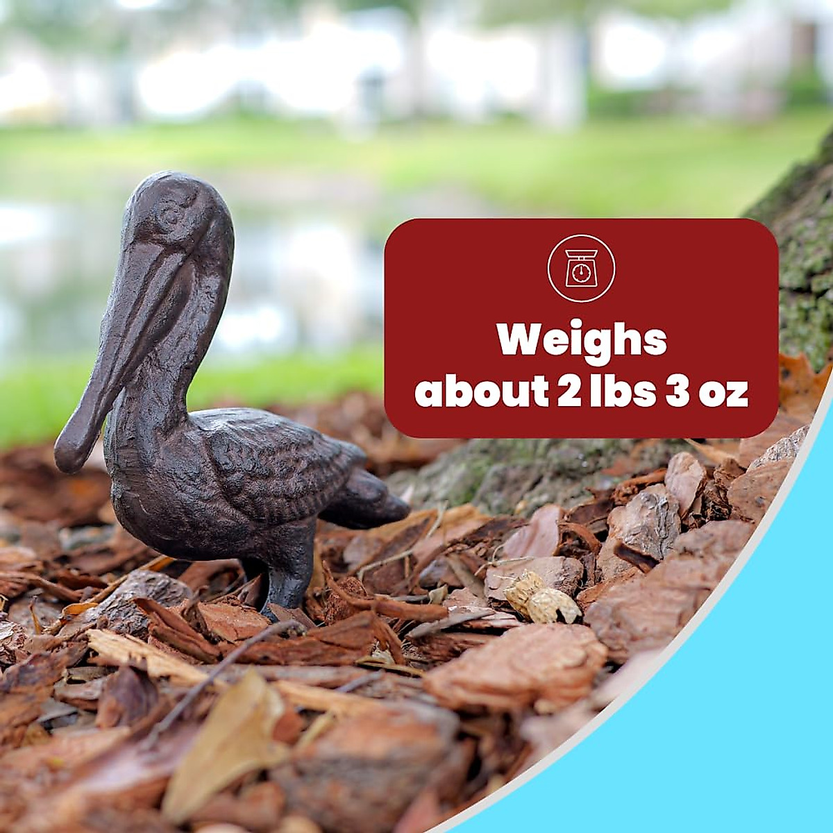 Cast Iron Pelican Decorative Door Stopper and Paperweight - Heavy Duty Door Bumper for Bottom of Door Weighing 2 lbs 3 oz Measuring 6.5'' by 6.5'' - Cute and Functional Door Stopper