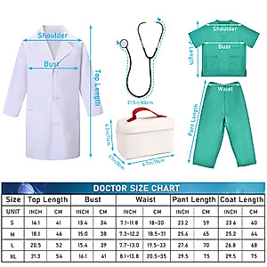 Toylink Kids Doctor Costume Pretend Play Kit with Lab Coat Carrying Bag Accessories Halloween Doctor Dress up for Boys Girls