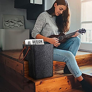 TOPBATHY Stair Basket Large Foldable Stair Organizer Basket For Tidy Storage On Carpeted Or Wooden Stairs Lightweight Collapsible Design Faux Leather Handles