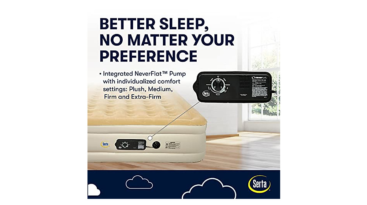 Serta Raised Air Mattress with NeverFlat Pump - Queen 18"