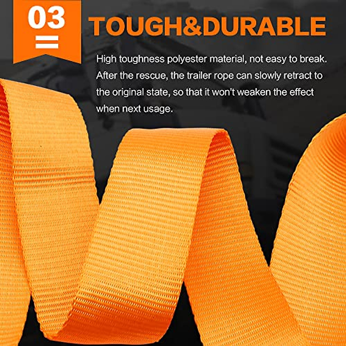 Iztoss 3"×30' Tow Strap Heavy Duty 30 feet Break Strength 35,000 lbs Double Reinforced Webbing Recovery Tow Rope Kit, Winch Snatch Strap (30 Feet Tow Strap)