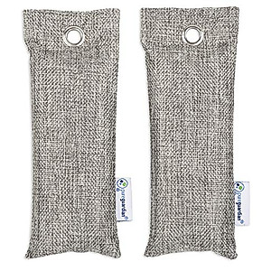 PureGuardian Guardian Technologies CB075 Bamboo Charcoal Air Purifying Bags, Eco-Friendly, Naturally Absorbs Odors, Excess Moisture and Pollutants, 2-pack - 75g each, Gray