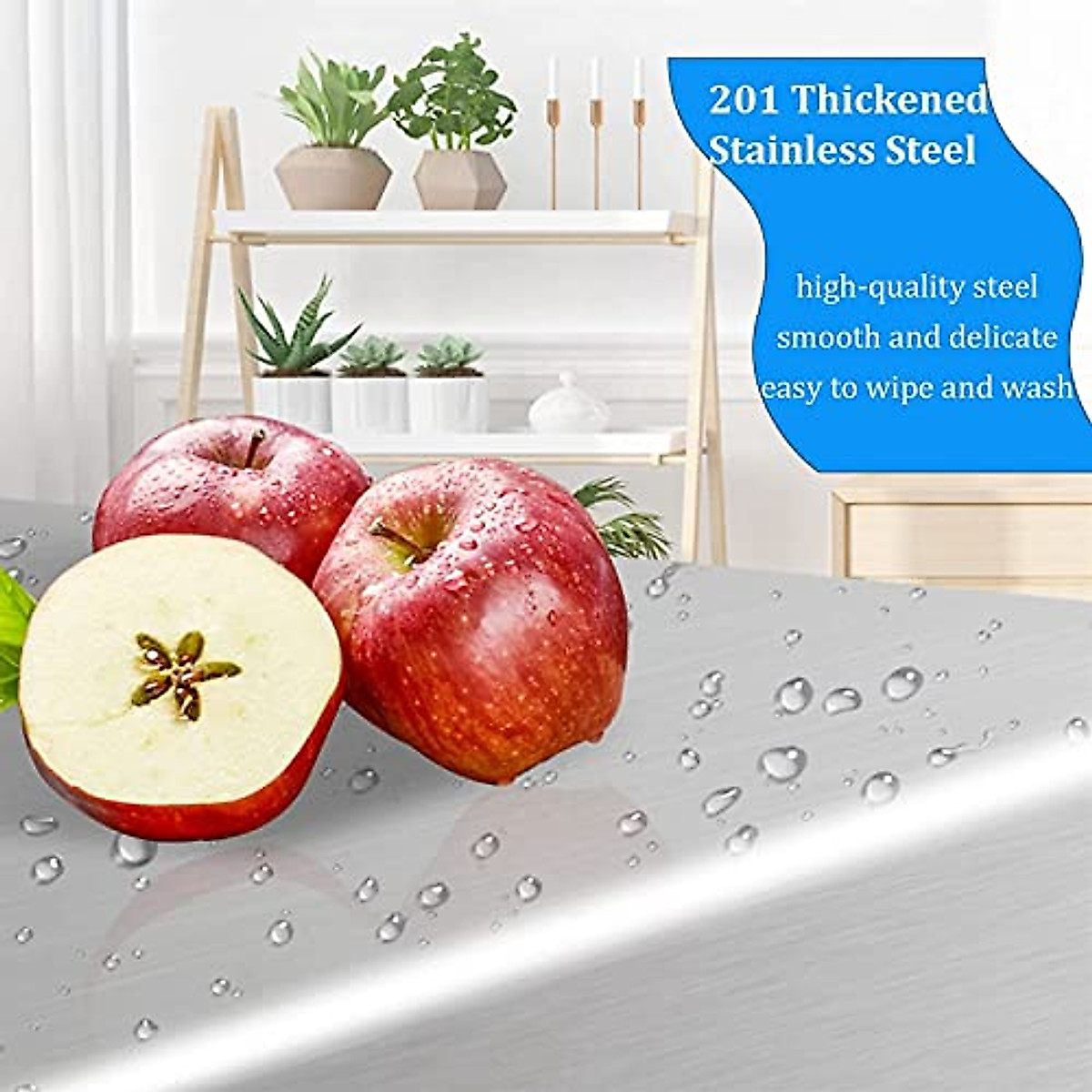 Commercial Kitchen Work Catering Table, Commercial Kitchen Table Stainless Steel Work Table Utility Worktable with Double Under Shelf Heavy Duty Food Prep Workbench (Size : 100x60x80cm)