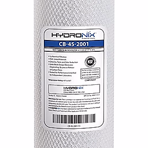Hydronix CB-45-2001 Whole House, Commercial & Industrial NSF Coconut Carbon Block Water Filter, 4.5" x 20" - 1 Micron