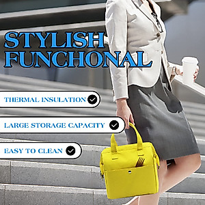 Mziart Insulated Lunch Bag Simple Bento Cooler Bag Lunch Tote Bag for Lunch Box for Women Men Adult Picnic Working Hiking Beach (Yellow)