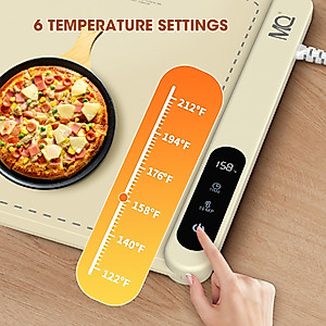 【Upgrade Graphene】 Warming Mat for Food - Food Warming Mat with 212°F Full Surface Heating,6 Temperature Settings And Timing Function, Roll Up Silicone Electric Warming Tray For Buffet(15.7"*14.5")