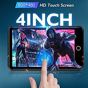 16GB Mp3 Player with Bluetooth and WiFi - PAUAILM USB-C Android Streaming Music Player with Memory Expansion Built-in APP Store 4" Touch Screen Portable MP4 Player for Kids with FM Radio (Black)