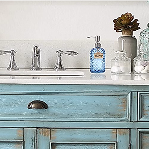 Funly mee Bathroom & Kitchen Glass Hand and Dish Soap Dispenser with 304 Rustproof Stainless Steel Pump (Blue)